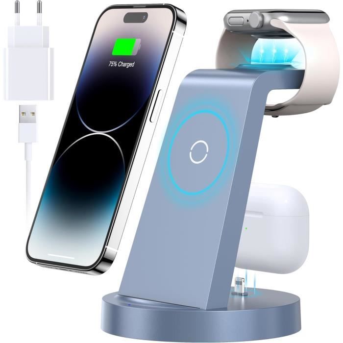 Chargeur sans fil pour Apple : station de charge iPhone 3 en 1 ...