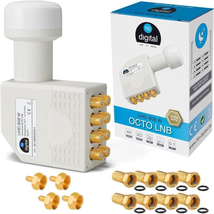 HB-DIGITAL Octo LNB LNC 8 abonnés TV Full HD directe 3D 4K contacts blancs protection contre les ...