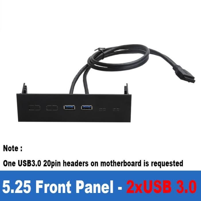 2 ports USB 3.0 - Panneau avant USB 5.25 3.0 Hub adaptateur, boîtier de ...