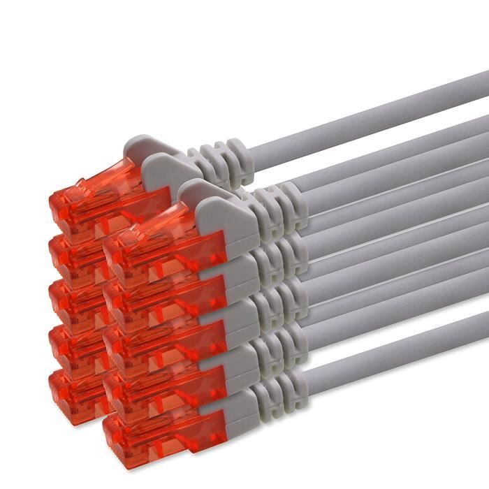 Câble réseau Cat6 1m - Gris - 10 pièces Câble d'ordinateur Cat.6 LAN ...