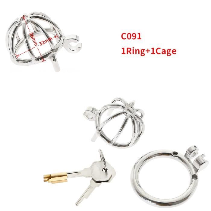 Cage de chasteté - C091|50mm Ring - Métal - Pénis verrouillable - Dispositif BDSM - Jouet sexuel ...