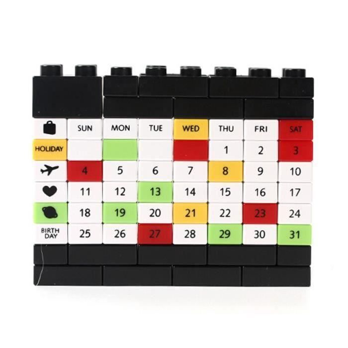 Particular Building Block Puzzle Calendrier Perpétuel Noir Calendrier ...