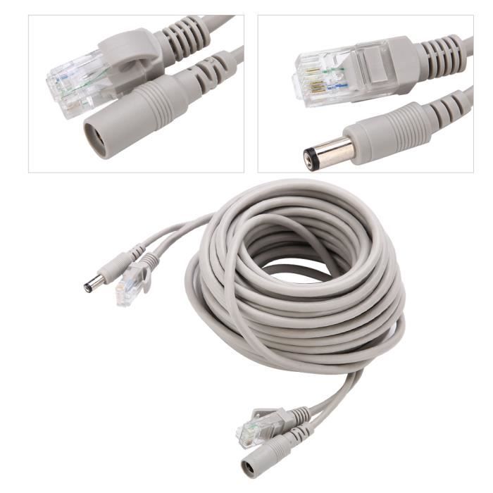 ETO- RJ45+DC Cable de vidéosurveillance Ethernet RJ45 + DC 5 M/10 M/15 ...