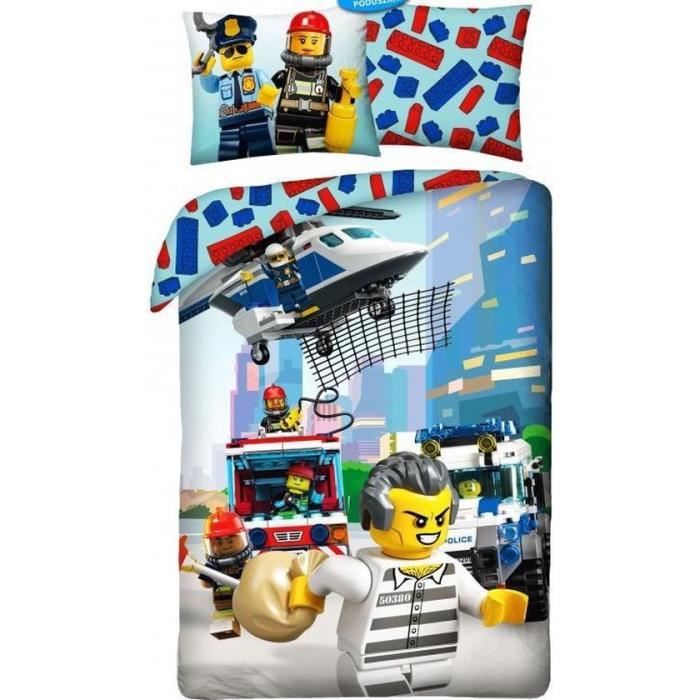 Parure de lit 1 personne Lego City - Housse de couette 140x200 cm ...