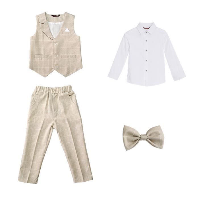 4Pcs Enfant Garçon Costume Mariage Soirée Cérémonie Ensemble de Costume ...