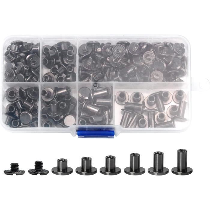 Lot De 90 Vis Chicago Assorties - 6 Tailles De Rivets En Métal À Tête ...