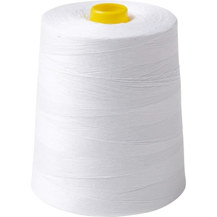 Fil À Coudre Blanc Pour Machine À Coudre Et Surjeteuse - Grande Bobine ...
