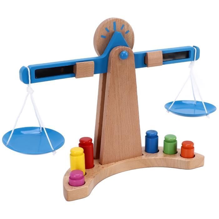 VGEBY Balance jouet Échelle de pesée en bois ensemble de jouets échelle ...