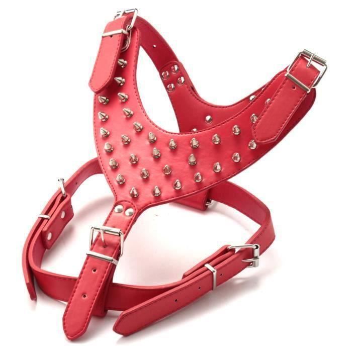 Harnais pour chien collier pu cuir rivet clouté réglable bande sangle ...