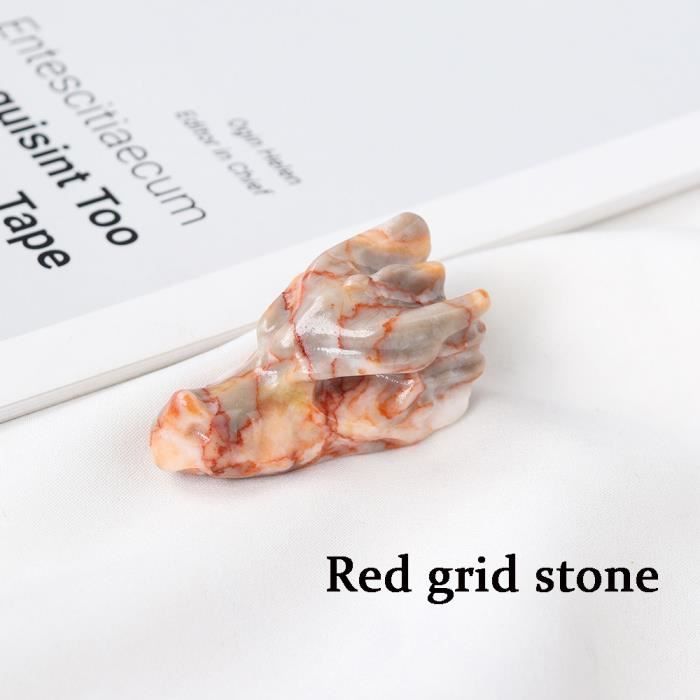STATUETTE,Red grid stone--Statue tête de Dragon en cristal naturel, 1 ...