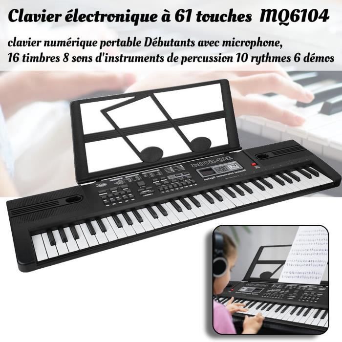 Clavier de Piano 61 touches Piano électronique avec micro, 16 sons, 10 ...