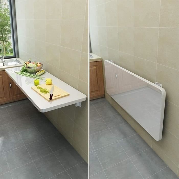 Table Pliable Cuisine Table Rabattable Murale, Table Flottante En Bois ...
