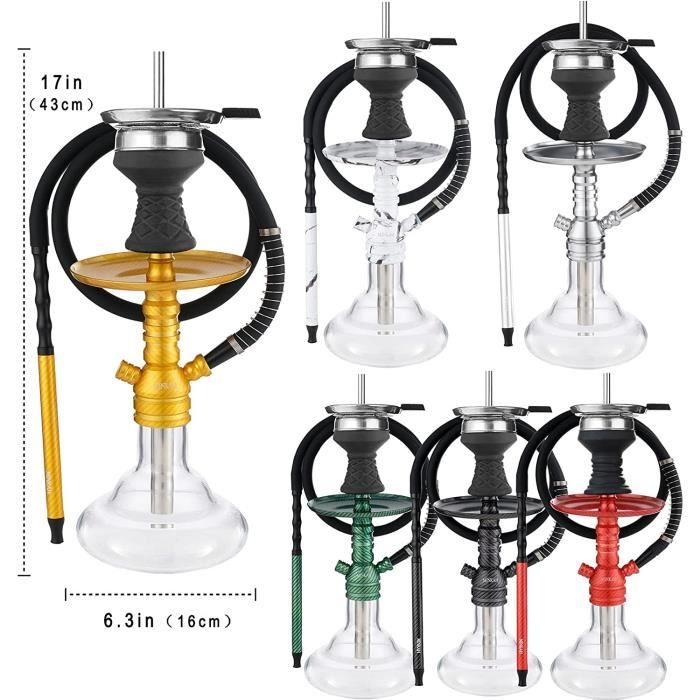 Chicha Kit Complet Motif en Fibre de Carbone Shisha avec Silicone Tuyau ...