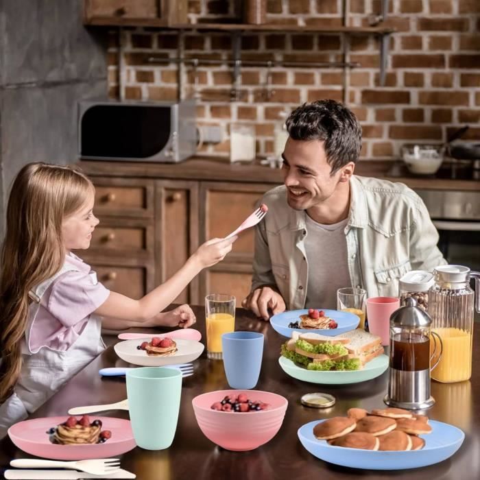 Kit De Vaisselle Camping(32Pcs),Ensemble De Assiette Plastique ...