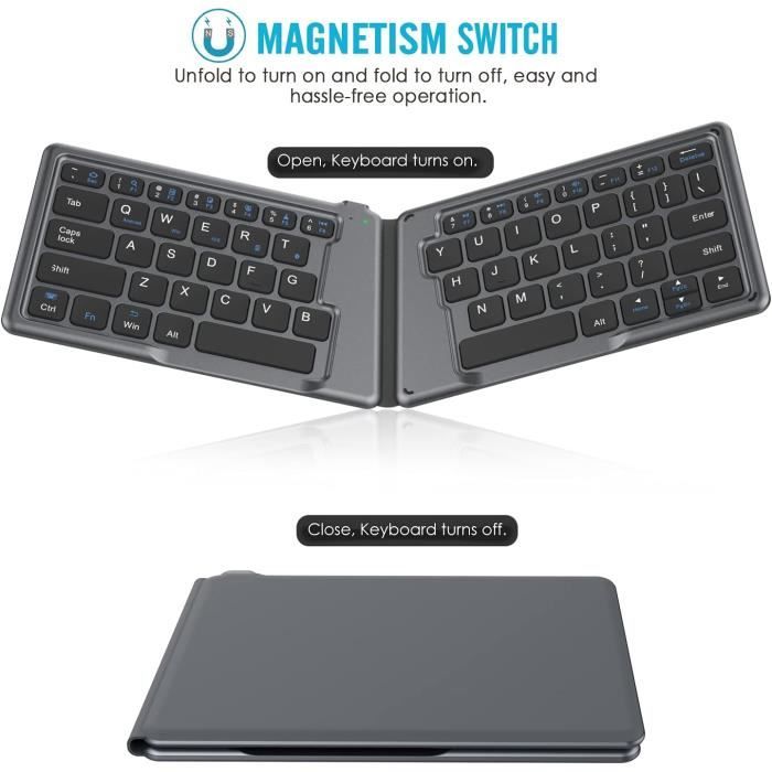 Clavier Pliable Universel, Clavier Sans Fil Rechargeable Portable Ultra ...