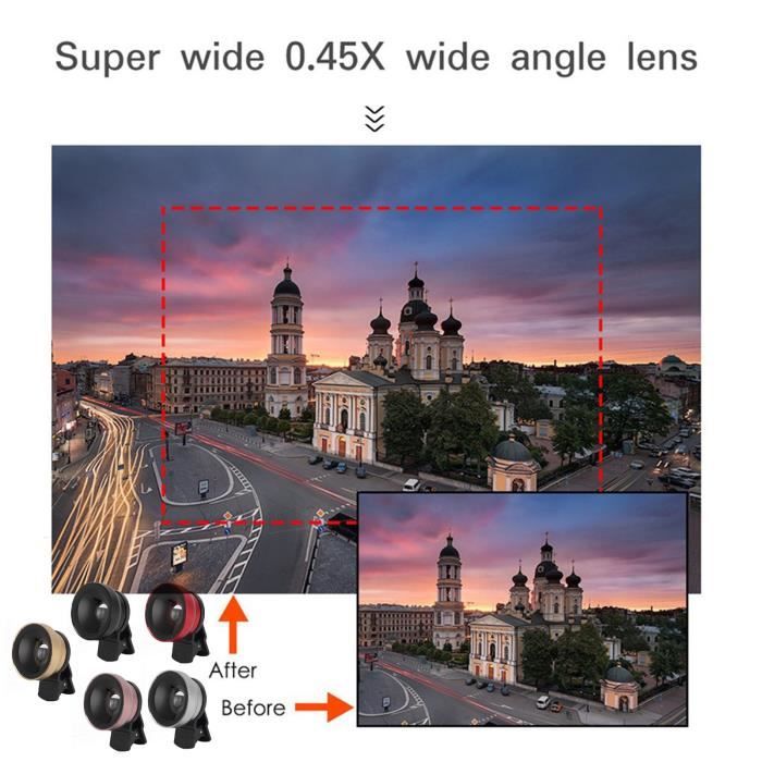 Objectif d'appareil photo 2 en 1 - ZJCHAO - Lentille grand angle 0,45X ...