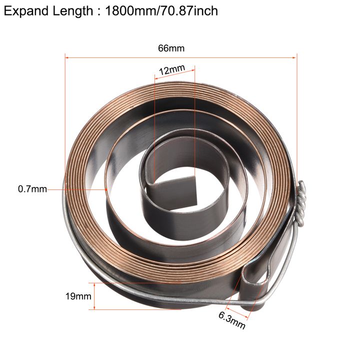 Ressort SOURCING MAP 1Pcs 1800mm long 66x19x0,7mm Ressort de perceuse à ...