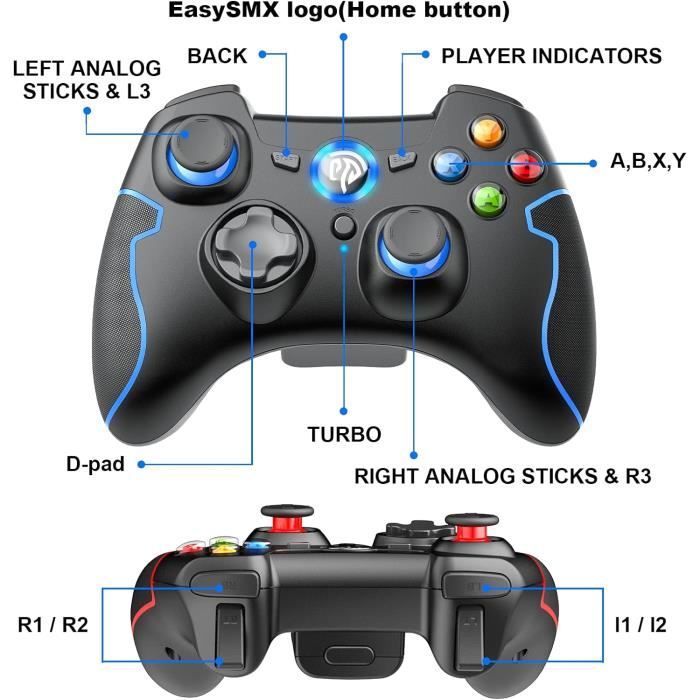 2 Packs Manette Pc Ps3 Steam Sans Fil, 9013 2,4G Manette Pc, Lot De 2 ...