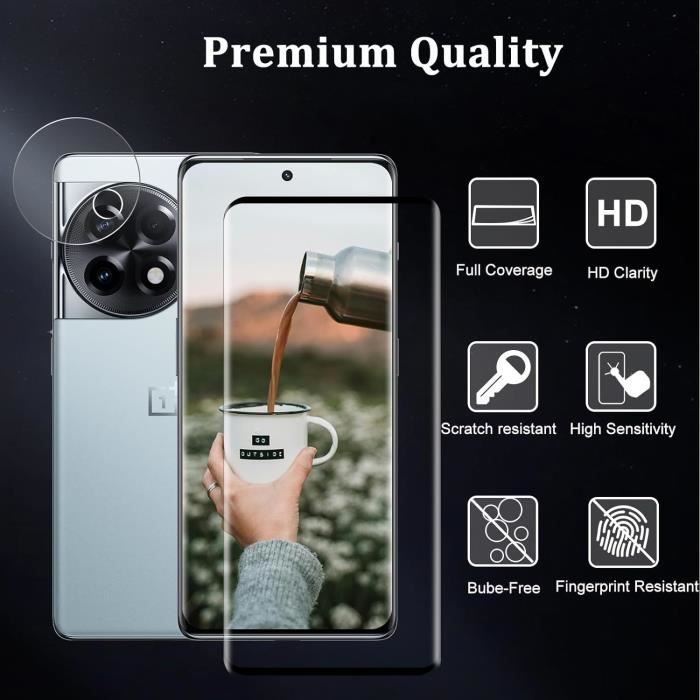 Verre Trempé Pour Oneplus 11R 2+2 Pack Plein Écran Incurvé 3D Film De Protection D‘ Écran Anti ...