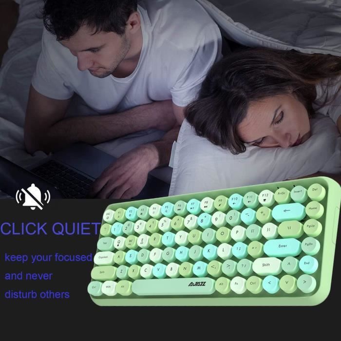 308i Clavier Sans Fil Rétro Bluetooth Silent Cute Computer Keyboard Avec Round Punk Compact 84