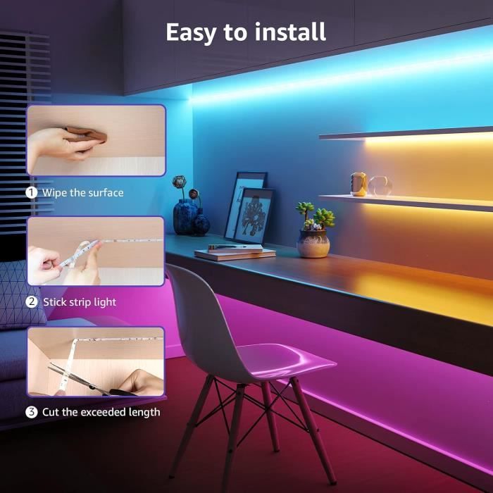 Ruban Led 9M, Led Chambre Rgb Multicolore 5050 Smd Avec Auto-Adhésif ...