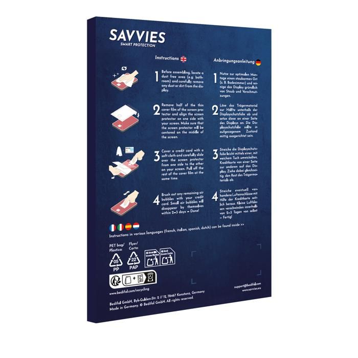 Savvies Smart Glass Protection d'écran en verre pour Shelly Wall ...