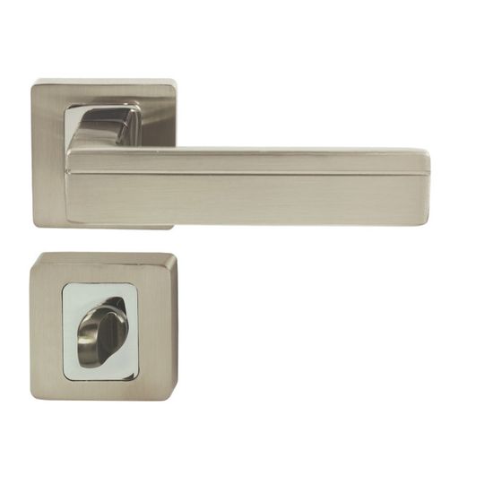 DOMINO Poignée de porte TIK QR M6/M9 WC Poignée avec rosace WC Chrome/nickel brillant ...