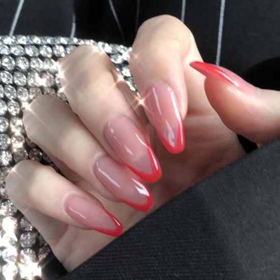 Faux ongles rouges brillants en acrylique - Fau Ongle Et Accessoire ...