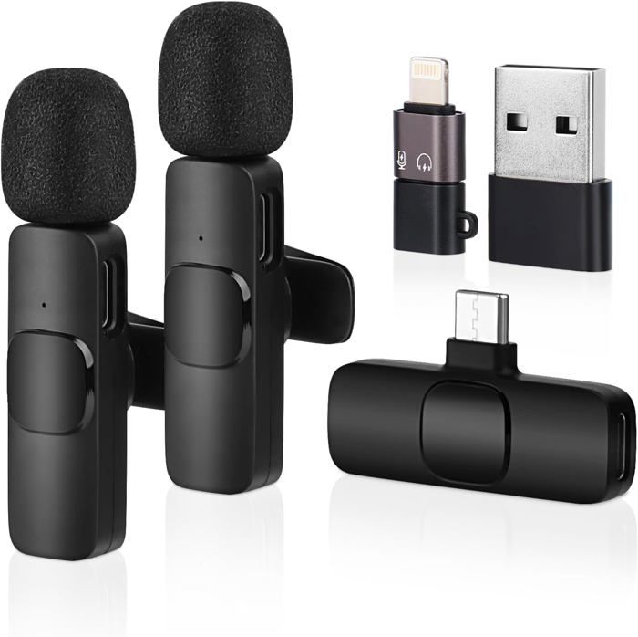 2pcs Micro Cravate sans Fils,Microphone sans Fil,Microphone Plug-Play ...