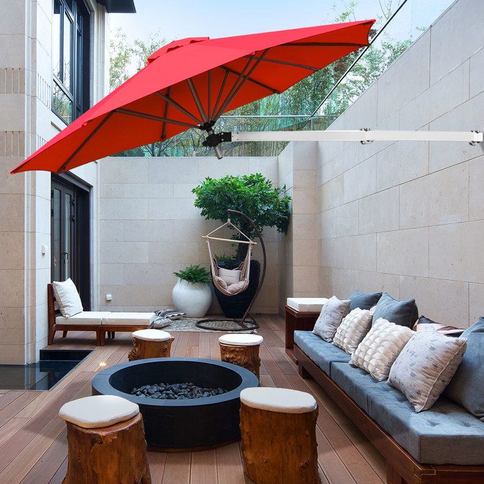 Parasol Mural Extérieur - RELAX4LIFE - Dia 2,4M - Rotation à 3 Angles ...