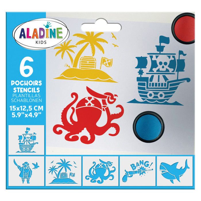 6 Pochoirs - Pour enfant - Motif pirate - 15x12.5 cm - Aladine ...