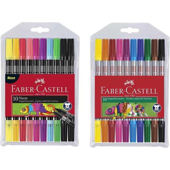 Feutres à double pointe (standard + néon, 2 étuis de 10) [671 ...
