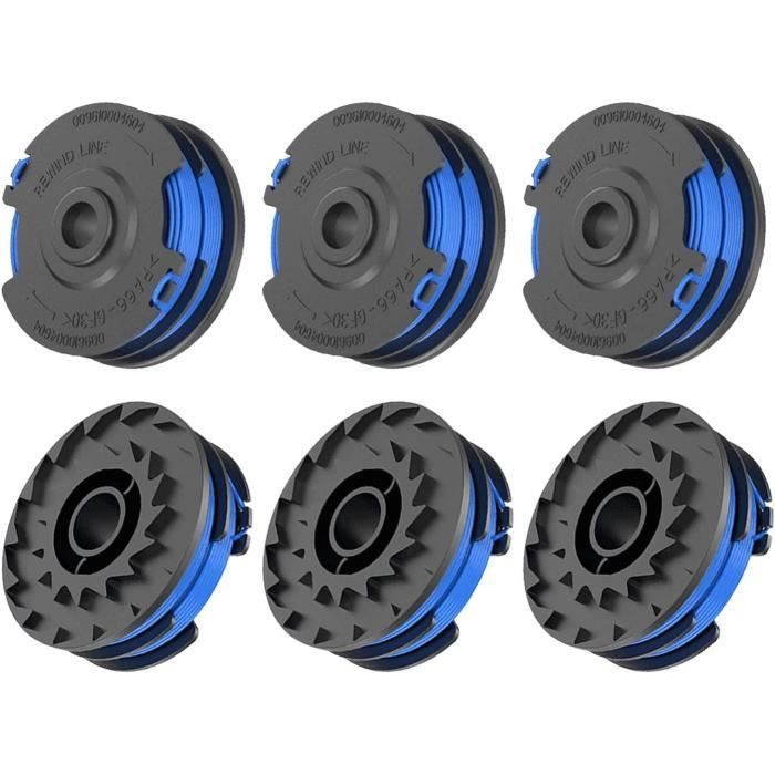 Lot de 6 bobines de fil de rechange pour débroussailleuse Greenworks G40LT- G40LTK2- G40LTK2x ...