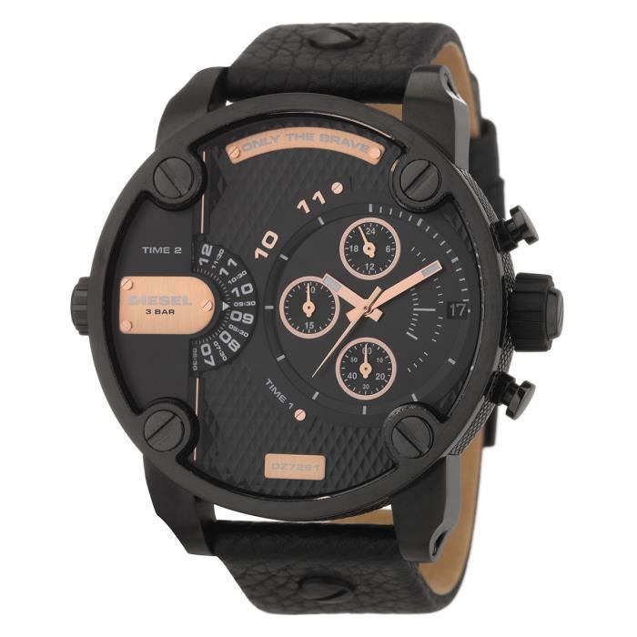 DIESEL Montre Quartz DZ7291 Bracelet Cuir Homme Noir, Tendance - Achat ...