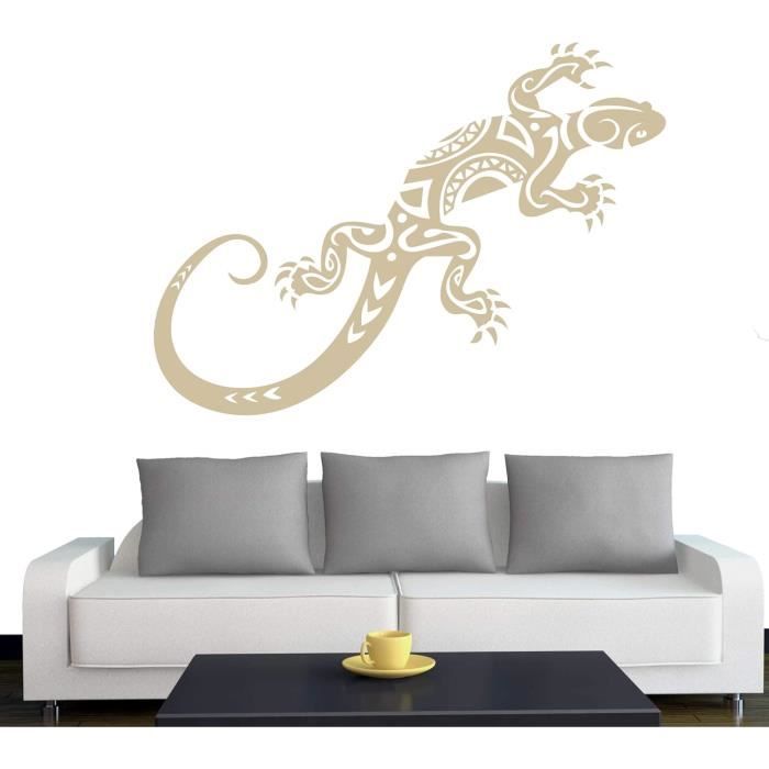 A061 Sticker Mural « Gekko Tribal » 50 X 20 Cm Beige[u3001] - Cdiscount ...