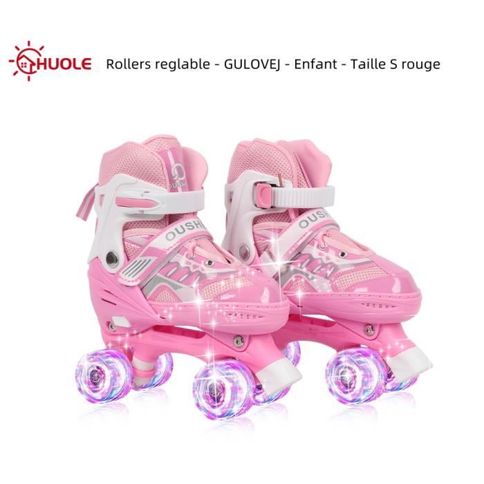 Rollers réglables HUOLE - GULOVEJ - Enfant - Taille S rose - roues en ...