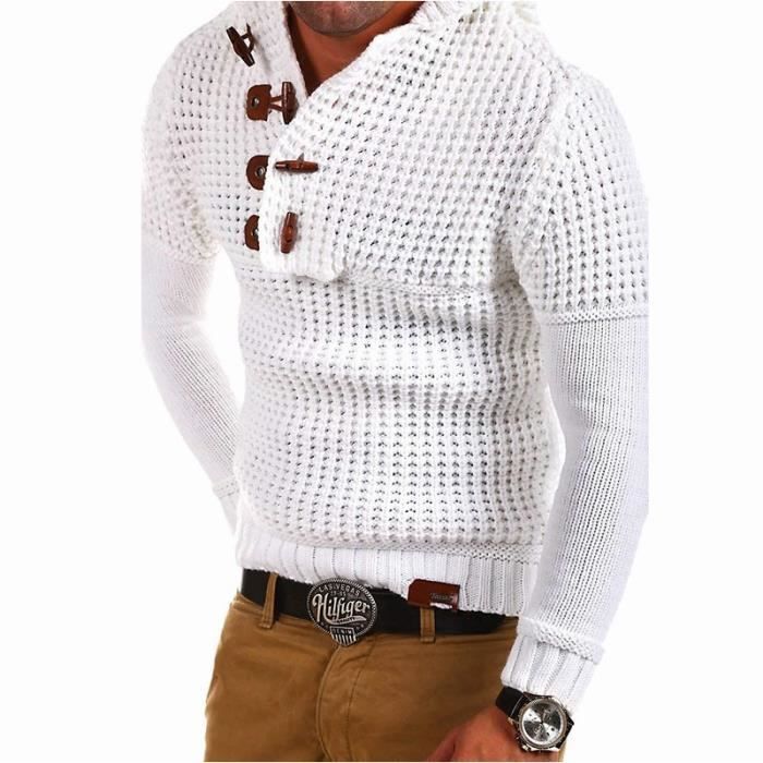 Pull chandail hommes - VITATA - ajusté à capuche à manches longues ...