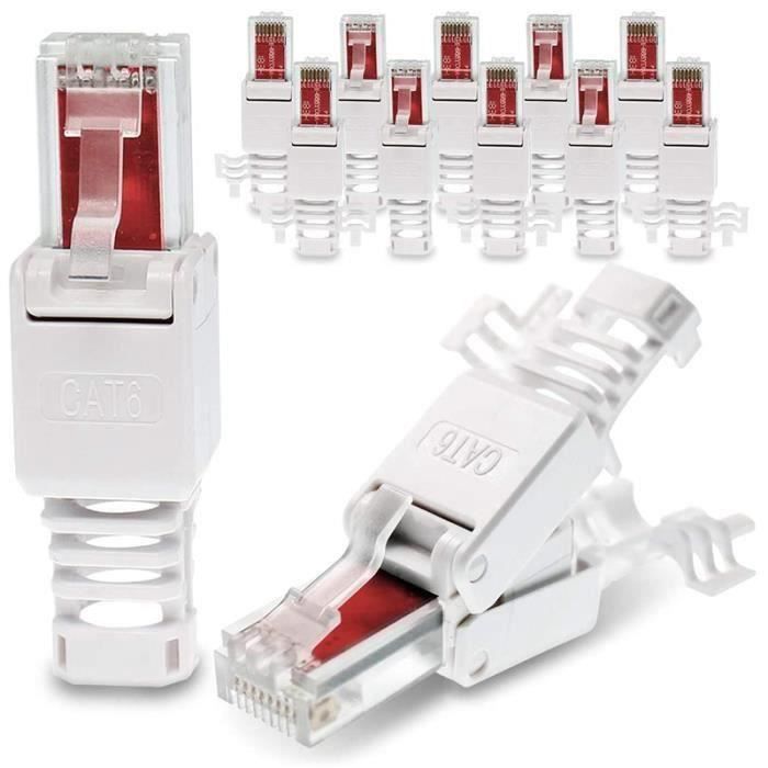 12 PièCes Prises RéSeau Prise de Câble LAN UTP RJ45 CAT6 Sans Outil ...