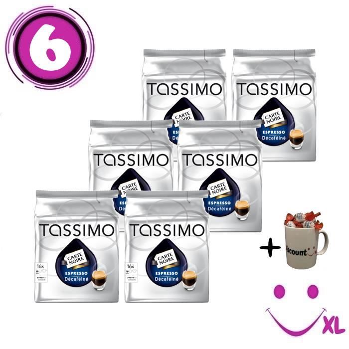 6 Tassimo Carte Noire Espresso Décaféiné + Mug Offert - Cdiscount Au ...