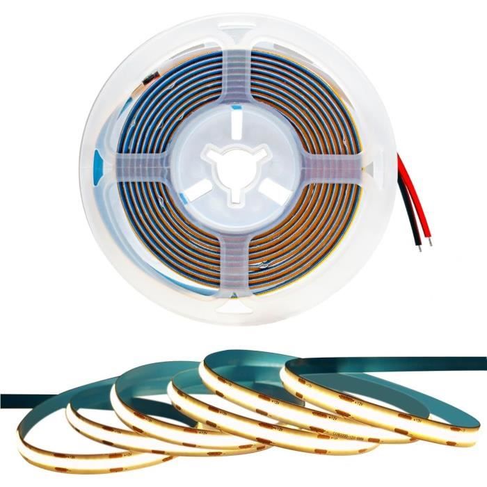 Ruban Led, Bande Led Cob Dc 12V 5M 320 Leds-M Total 1600 Leds Lumière Néon Blanc Chaud 3000K ...