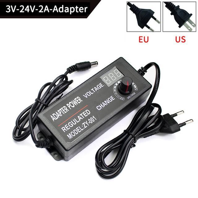 PRISE UNIVERSELLE,3V-24V 2A-EU-With DC Female--Adaptateur'alimentation électrique réglable ...