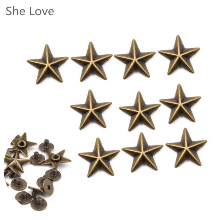 RIVET,4--clou étoile métallique pentagramme, Rivet, vis Punk pour sacs en cuir, chaussures ...