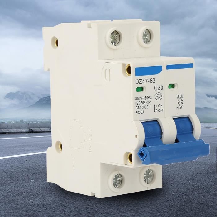 Zerone 2 P Disjoncteur DZ47-63 2 P Mini Disjoncteur Disjoncteur Disjoncteur 400VAC (20A ...