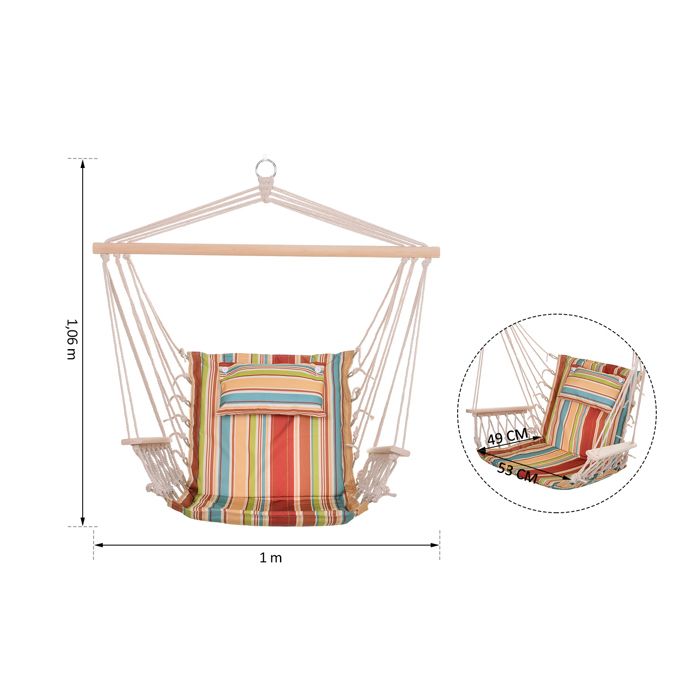 LIA Chaise suspendue hamac de voyage respirant portable 100 x 106 cm ...