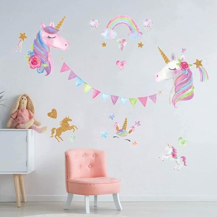 JK32563 Stickers Muraux Licorne Amovibles Sticker Mural Enfant Murale ...