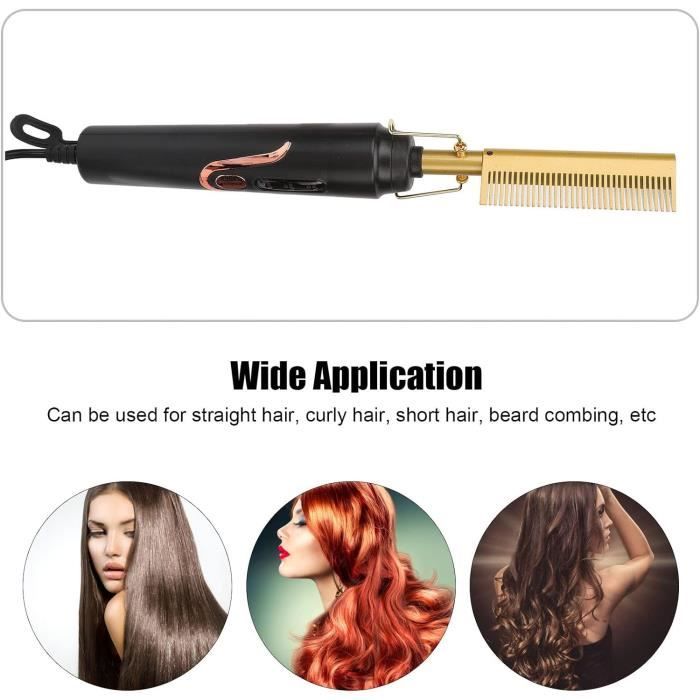 Peigne Chauffant, Fer À Lisser Électrique Avec Peigne À 2 Côtés, Peigne Chauffant Pour Cheveux ...