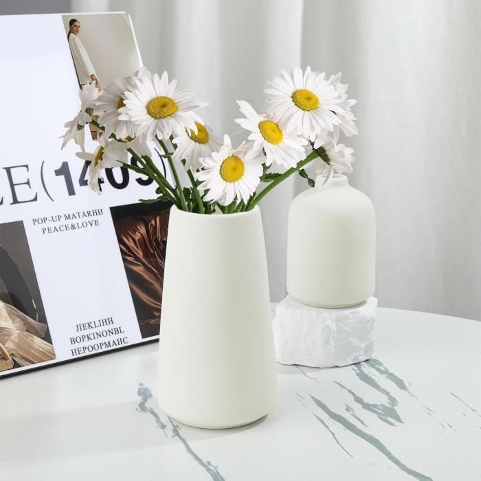 Set De 3 Vases Blancs Modernes, Vase En Céramique Pour Décoration De ...