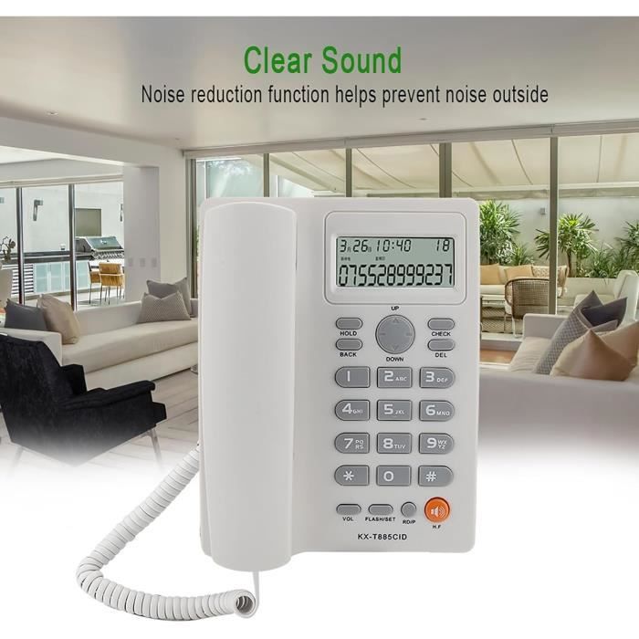 Téléphone Fixe sans Fil avec Identification de l'appelant, Appels Mains Libres, Idéal pour la ...