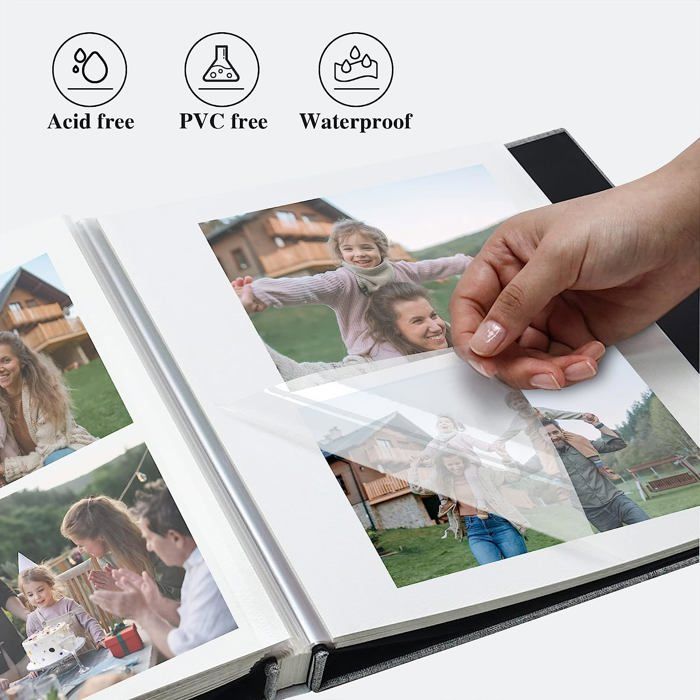 Grand Album Photo Adhésif Scrapbooking 40 Pages Lin Relié livre photo ...
