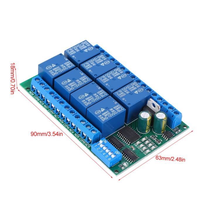 Module de relais - EJ.LIFE - 8 canaux - Alimentation DC 12V - Commandes variées - Utilisation ...